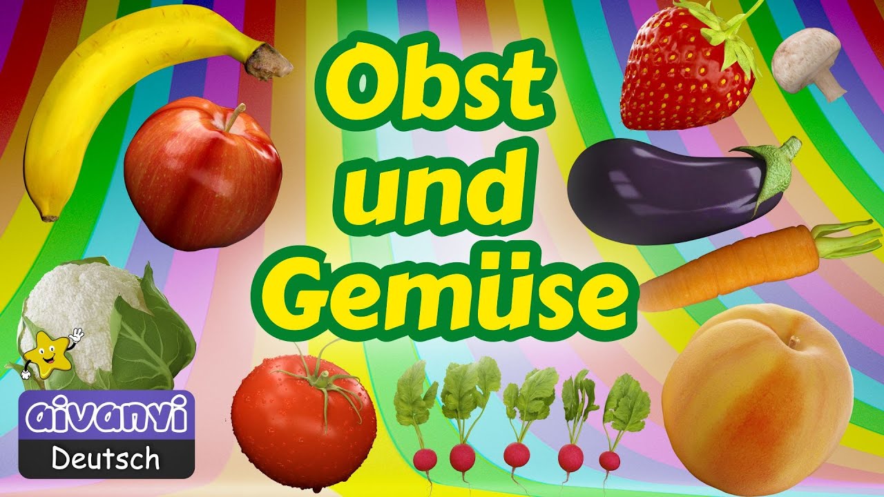 Obst und Gemüse 🌈 Wortschatz für Kinder auf Deutsch - YouTube