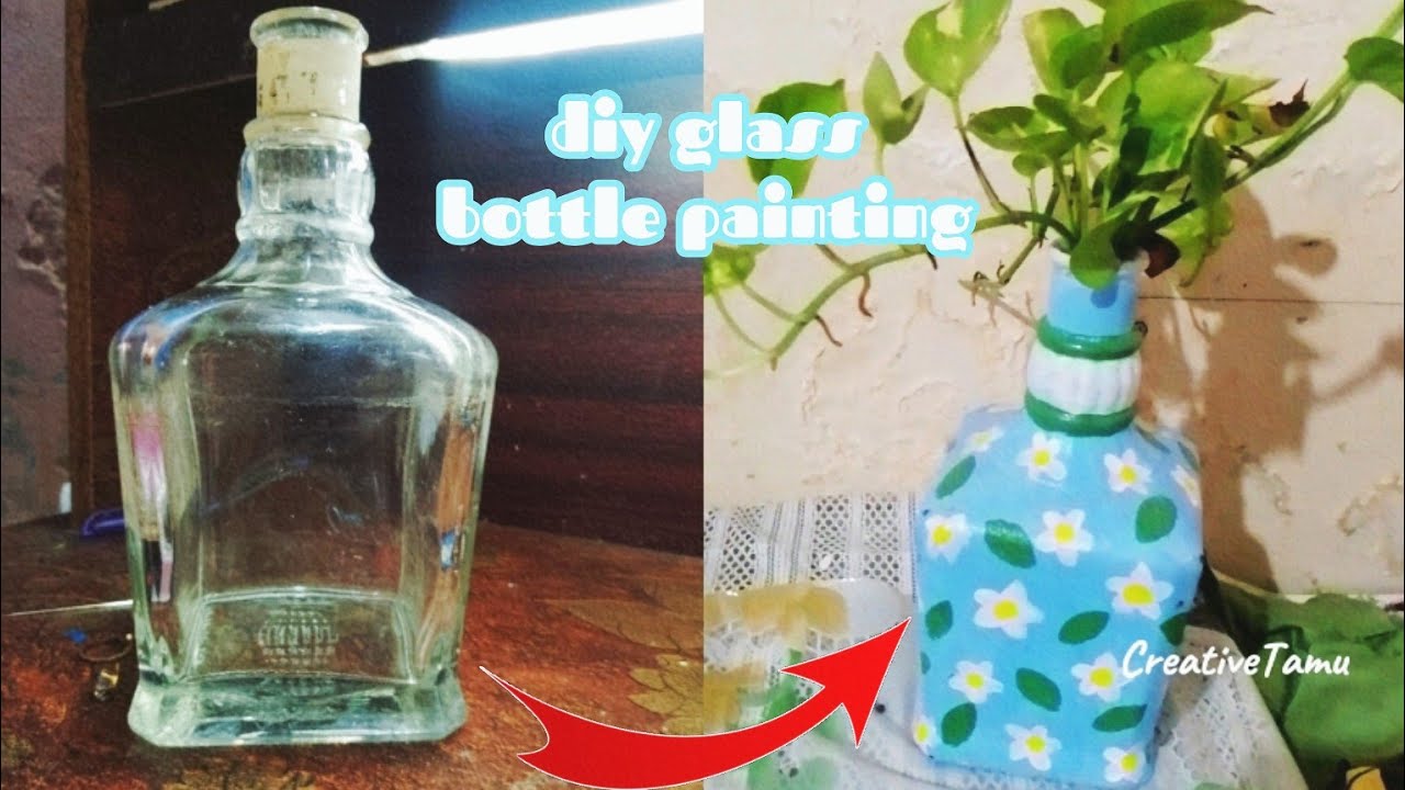 easy bottle painting. glass bottle painting how to paint. kacher botol ...