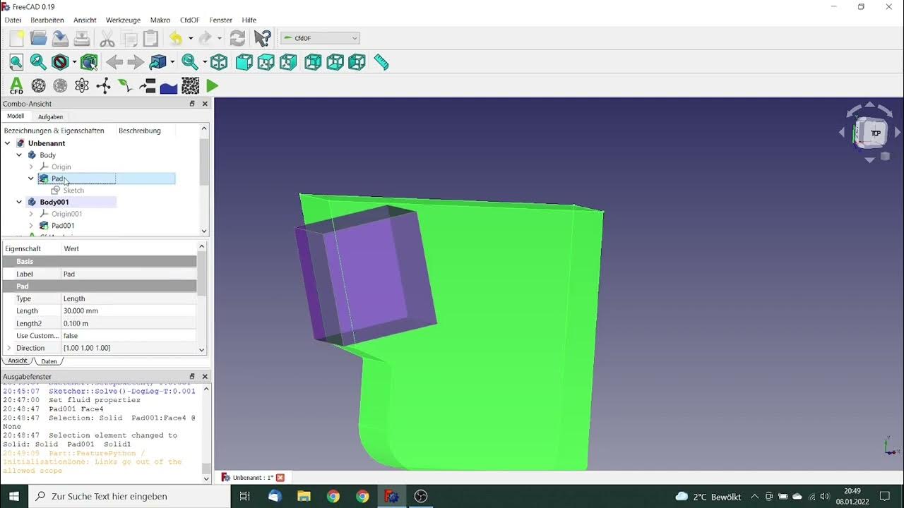 Freecad CfdOF Tutorial #8: Simulation of a flow with 2 Phasis - YouTube