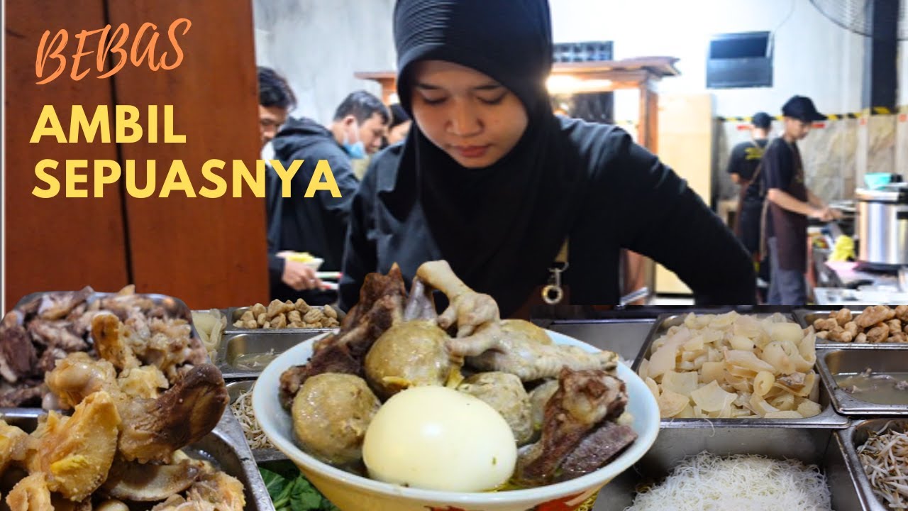 BEBAS AMBIL BAKSO, TETELAN, TELOR, TUNJANG kaki sapi SEPUASNYA - YouTube