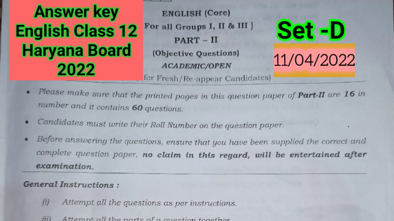 English Class 12 Answer Key 2022 Set C HBSE Answer Key 2022 YouTube english-class-12-answer-key-2022-set-c-hbse-answer-key-2022-youtube