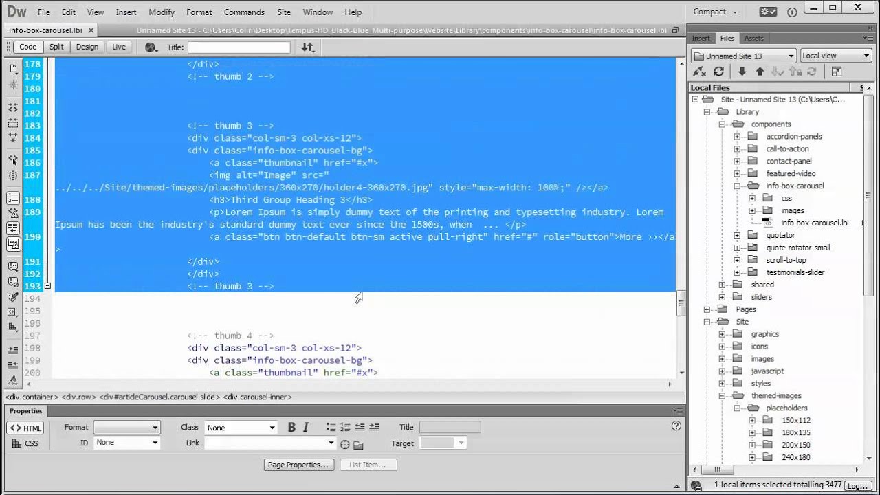 Dreamweaver info box carousel add remove groups - YouTube
