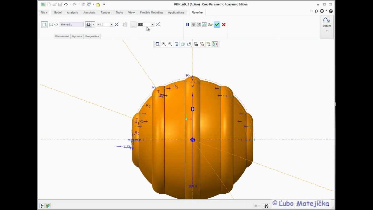 Creo 2.0 Revolved protrusion—Thickened (Tenkostenný rotačný prvok ...