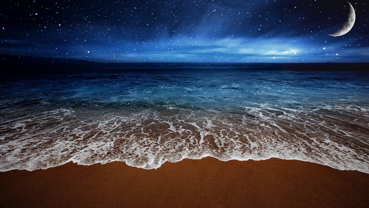Fall Asleep with Relaxing Waves Rolling At Night, Deep Sleeping With ...