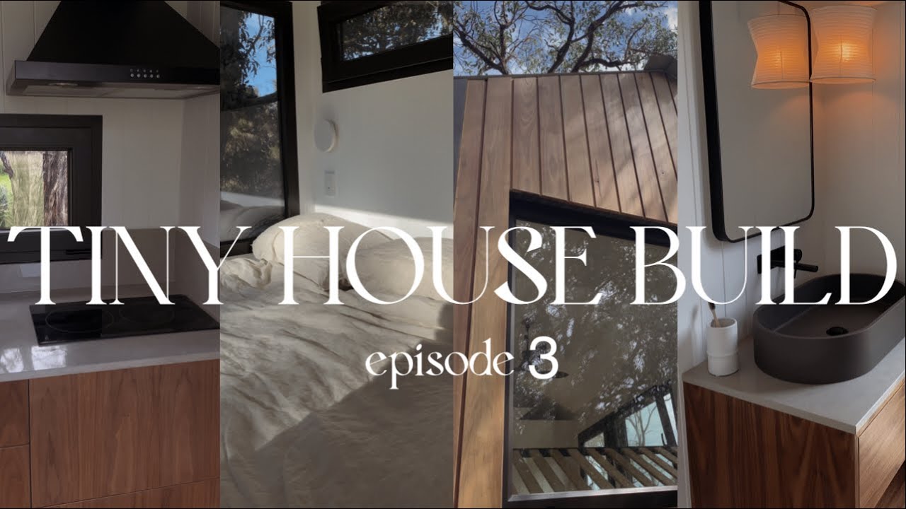 BUILDING A TINY HOUSE!! painting, installing the kitchen, tiling and ...