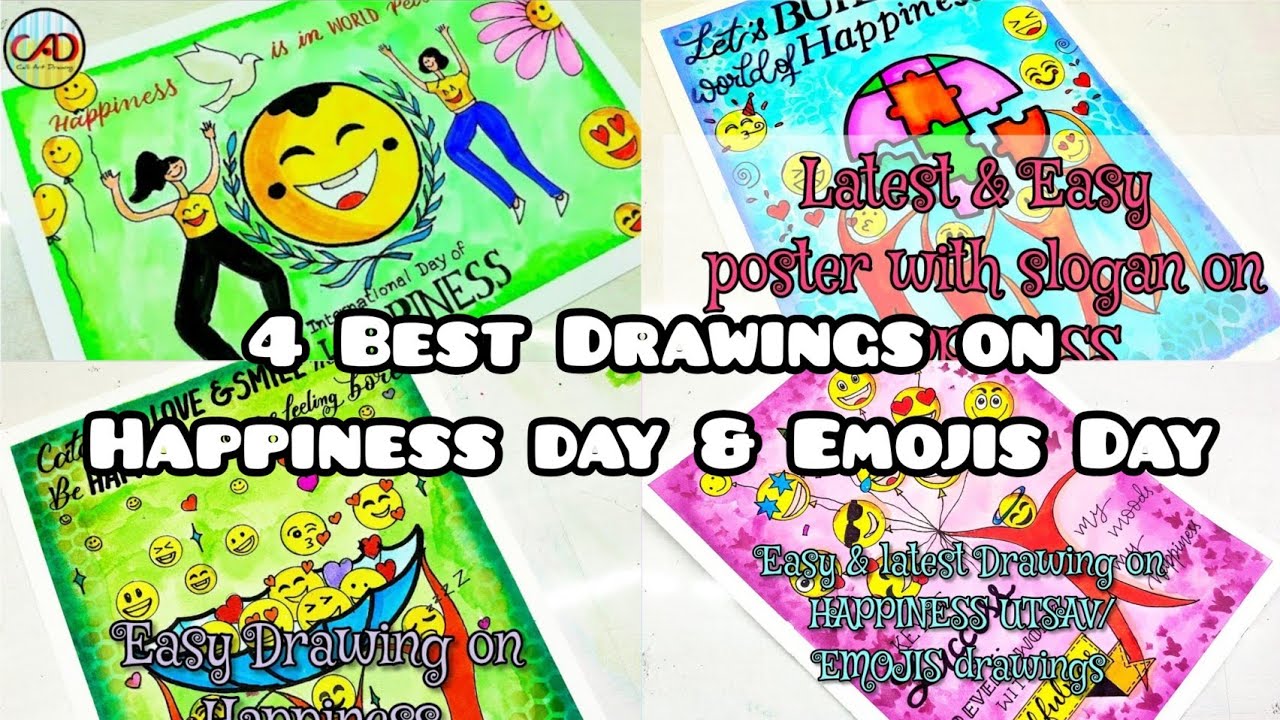 happiness poster drawing easy/happiness drawing/school project ...