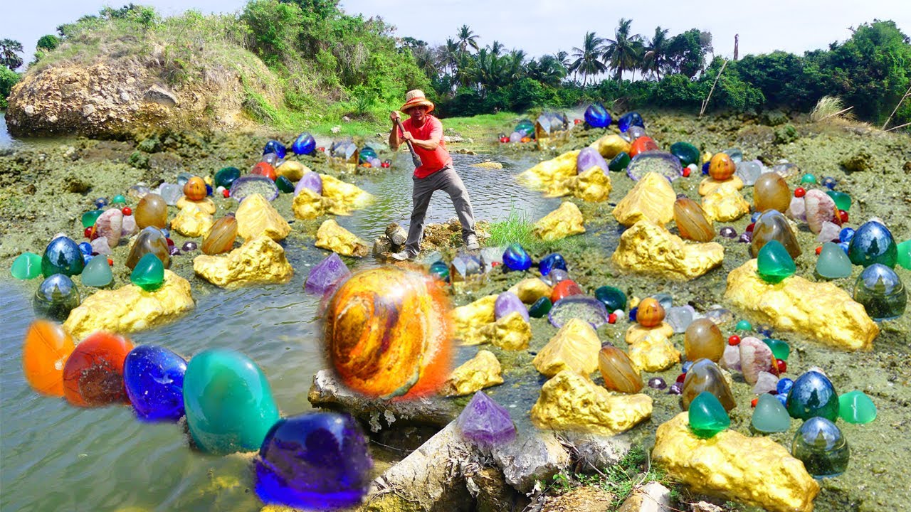 Gold is hard to remove! And many colored gems under hard stones, ore ...