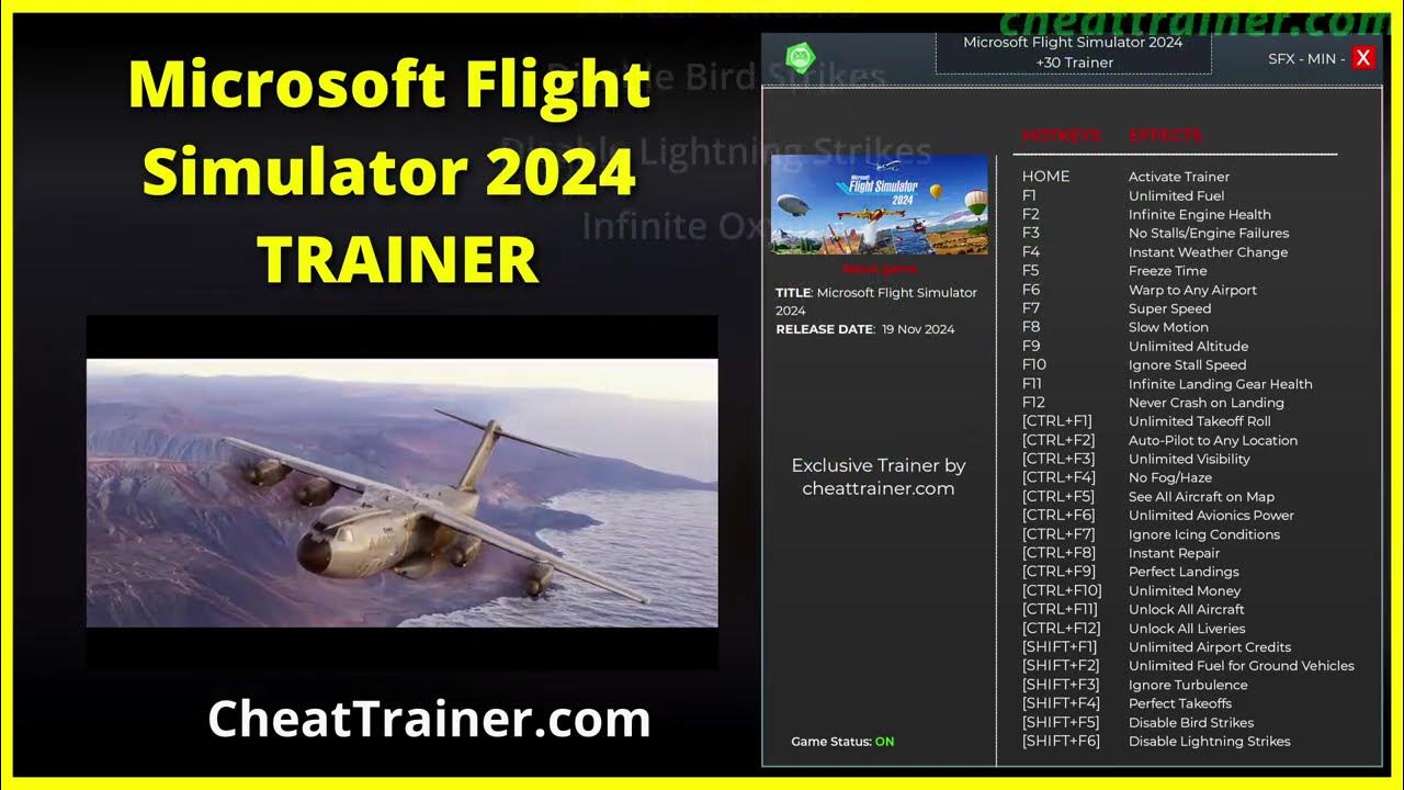 Microsoft Flight Simulator 2024 Trainer Cheats +30 - Unlimited Fuel, Unlock All Aircraft - YouTube
