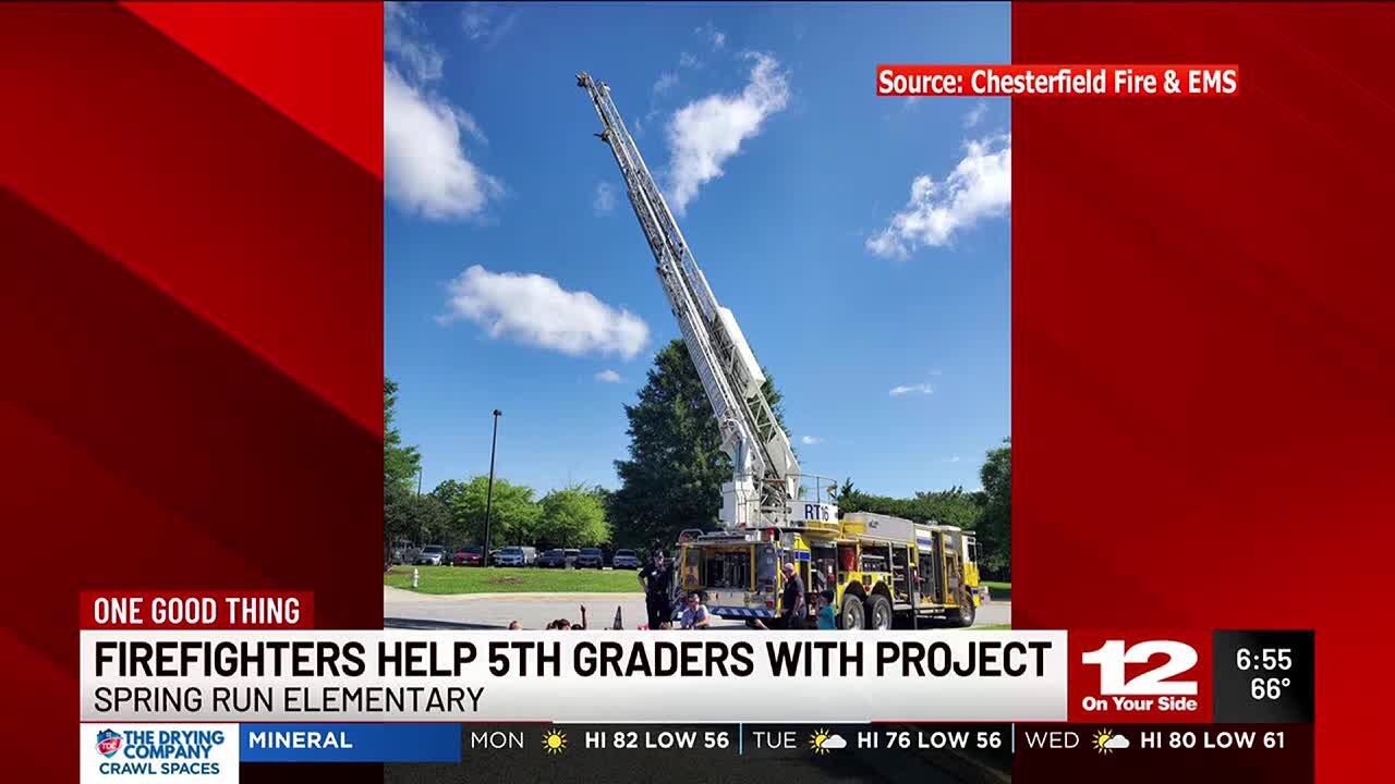 One Good Thing: Firefighters help 5th graders with project - YouTube