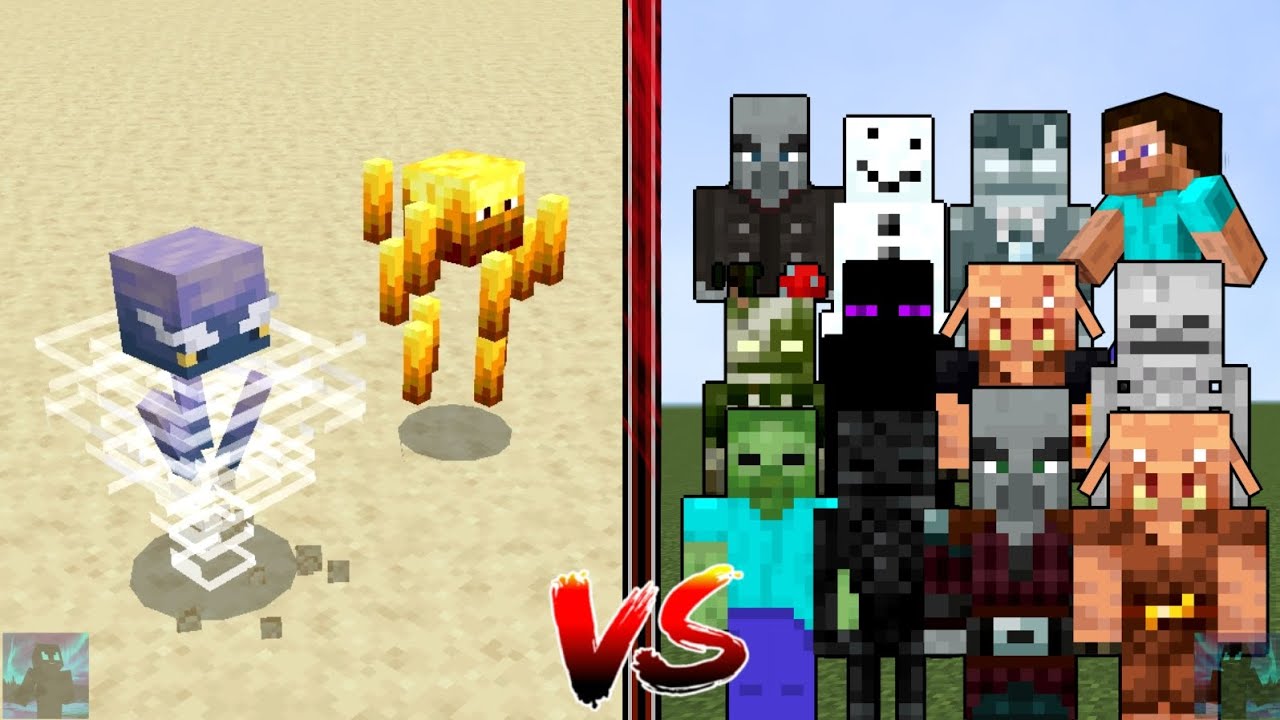 Blaze + Breeze vs every mob, all mobs, Herobrine | Minecraft PE Mob ...