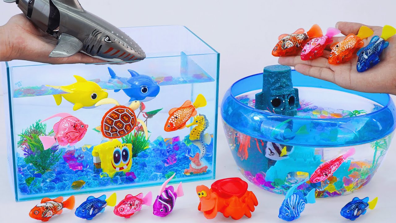[🦈toy asmr 🦈] Zuru Robo Alive Great White SHARK & ZURU Nemo Fish ...