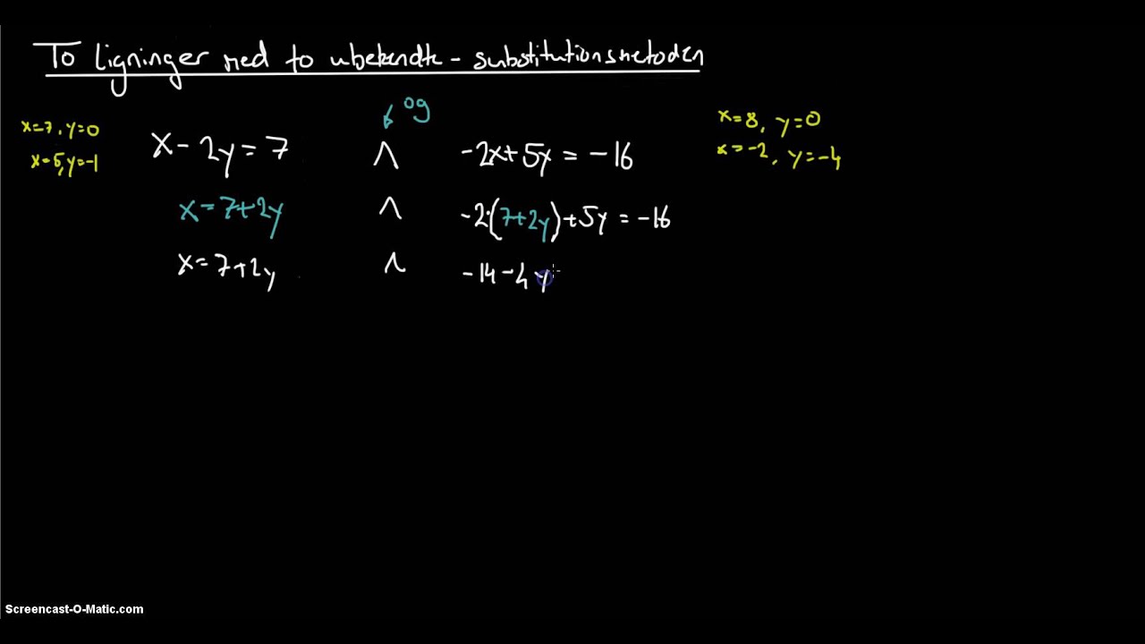 to ligninger to ubekendte substitutionsmetoden - YouTube