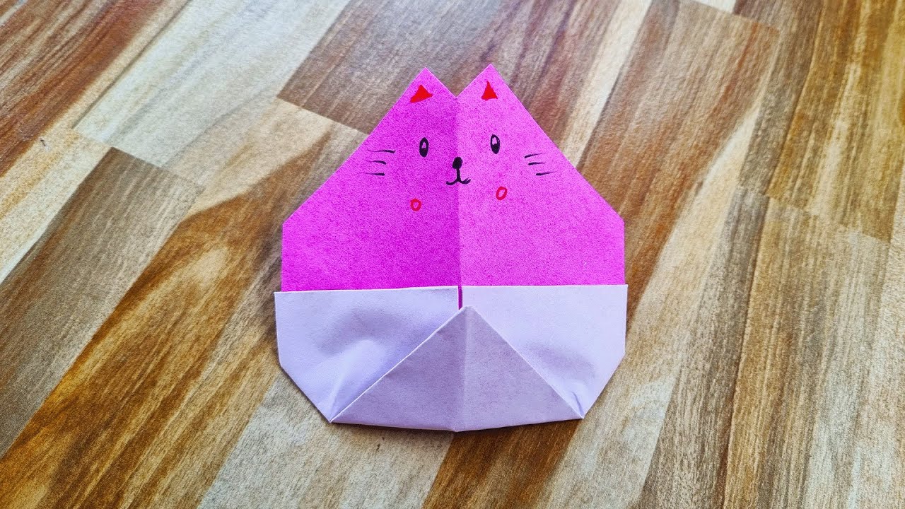 Origami Cat Face Step by Step - YouTube