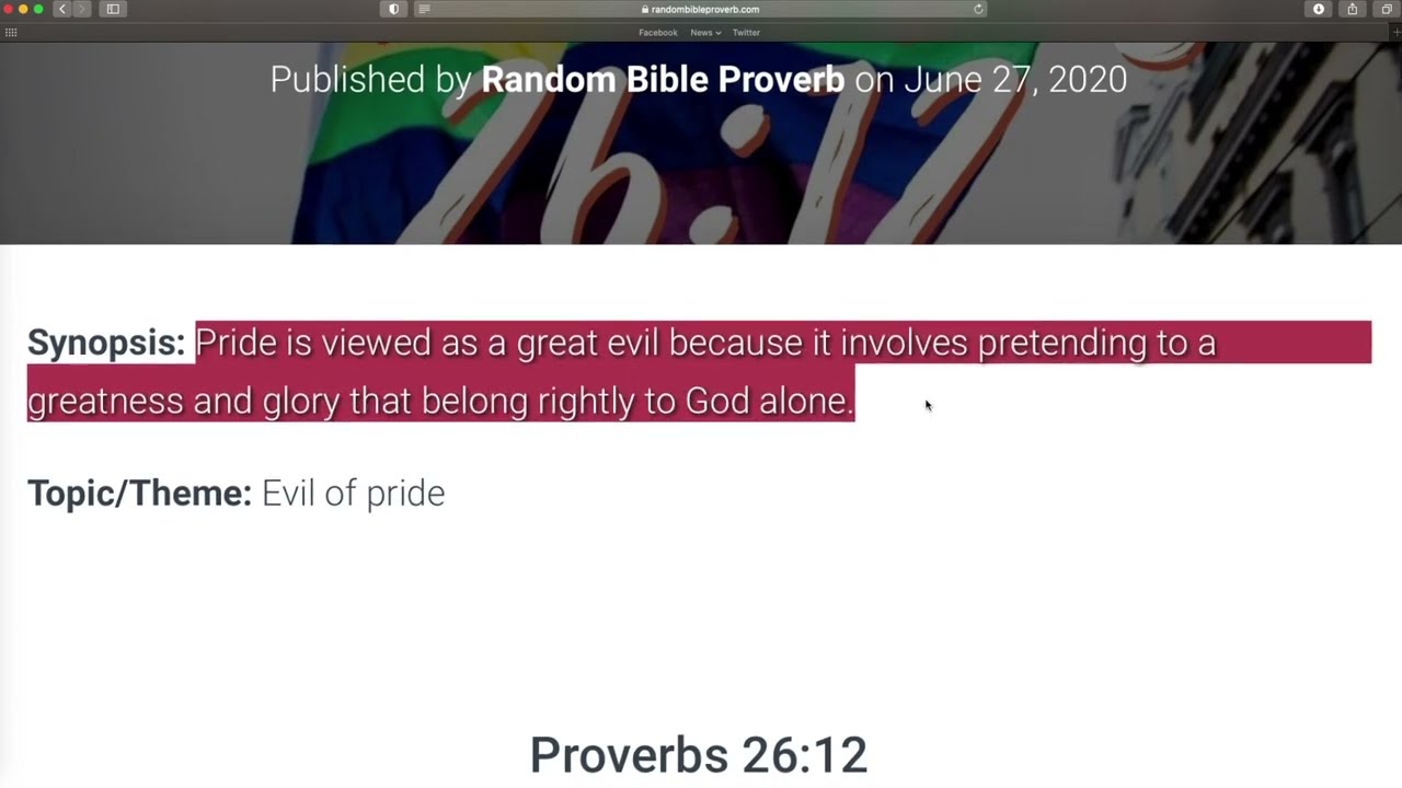 Proverbs 26:12 | Evil of Pride - Proverbs 26:12 - Bible Portal