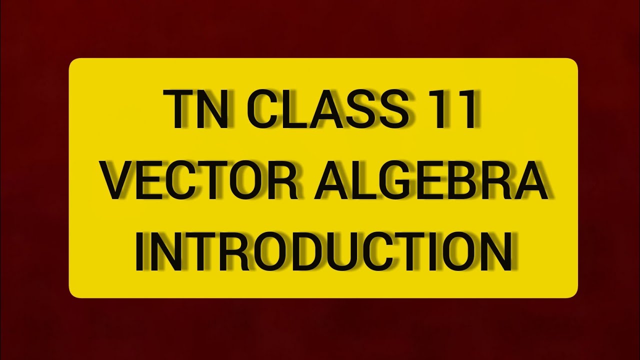 TN CLASS 11 MATHS VECTOR ALGEBRA COMPLETE INTRODUCTION - YouTube