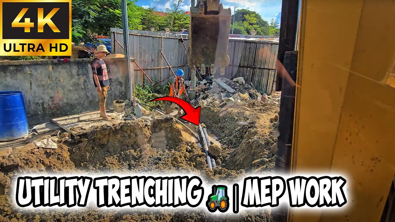 Excavator Trenching for Utility Lines ⚡🚰 | MEP Installation Work - YouTube