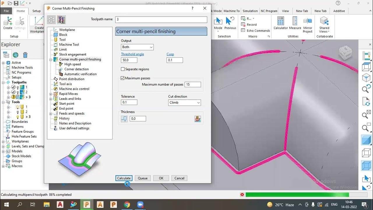 Powermill Step By Step Training Day-14 | All Corner Clearance Strategy complete Tutorial - YouTube