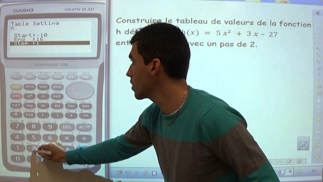 Construire et utiliser un tableau de valeurs sur calculatrice - YouTube