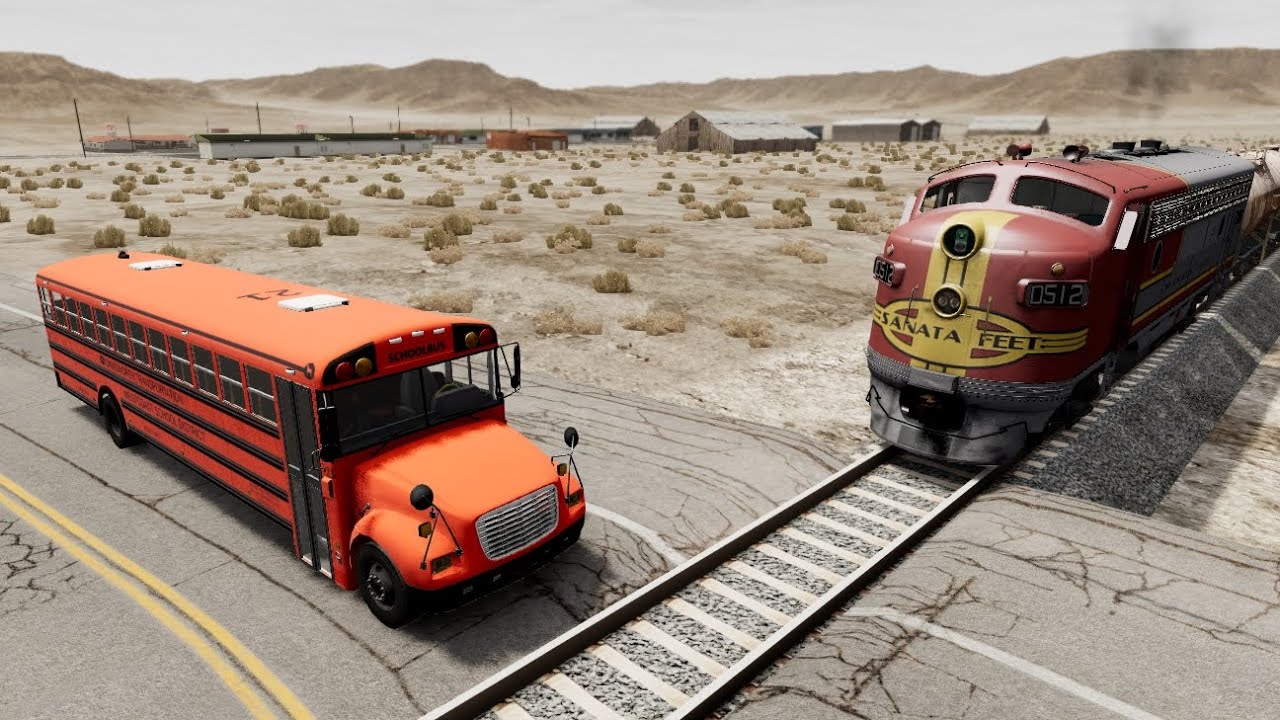 School Bus Crash Hard Driving Train VS Bus BeamNG.drive - YouTube
