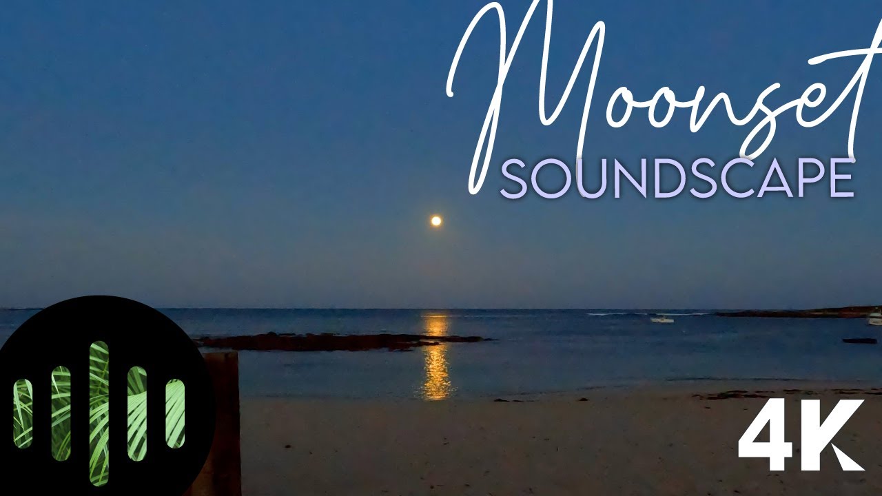 Calming Sea Waves Sounds | Stunning Moonset at Sunrise | Peaceful ...