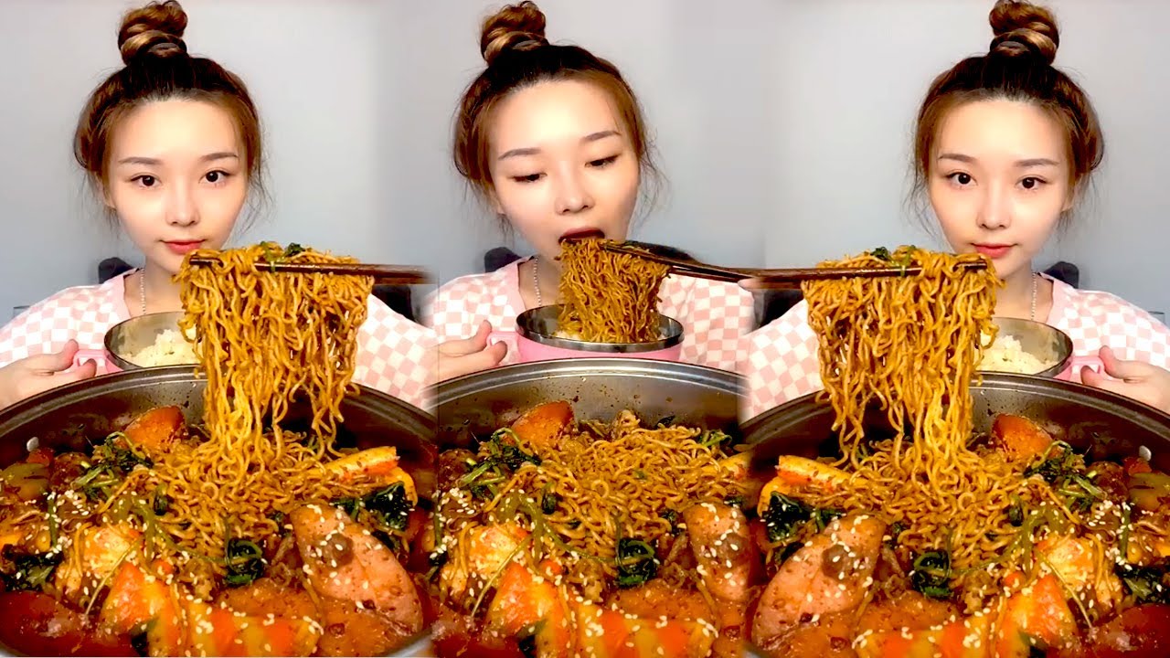 Mukbang Food And Dessert | Yummy Spicy Noodles With Moon Cake Eating ...
