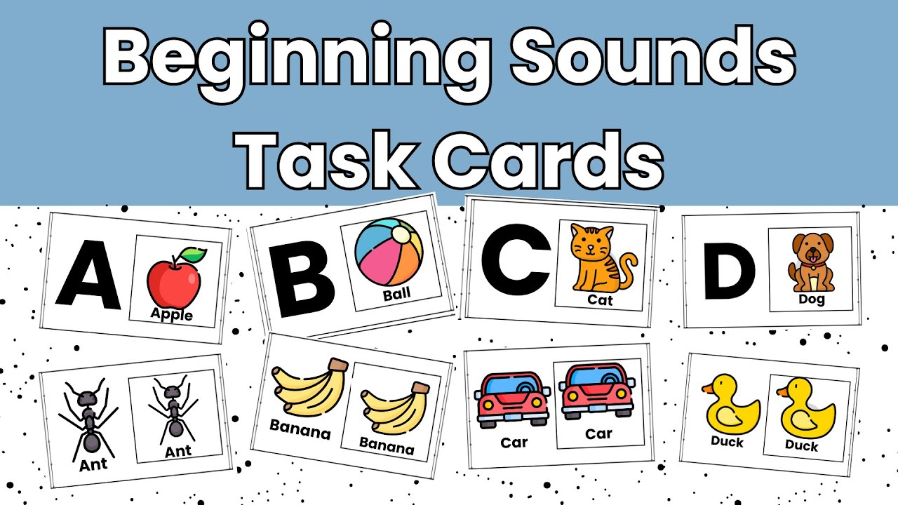 Beginning Sounds Task Cards | TPT Video Preview | 2 Levels of Phonics ...