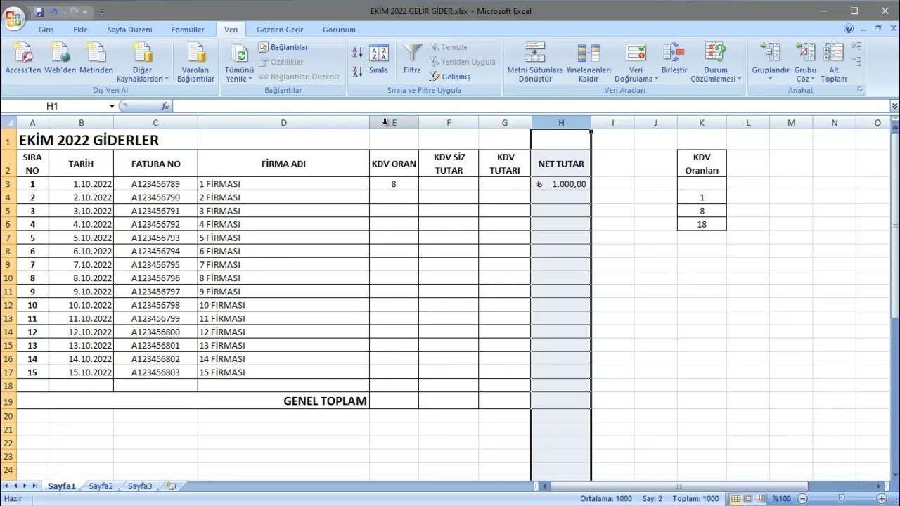 Excel gelir gider tablosu yapma - YouTube