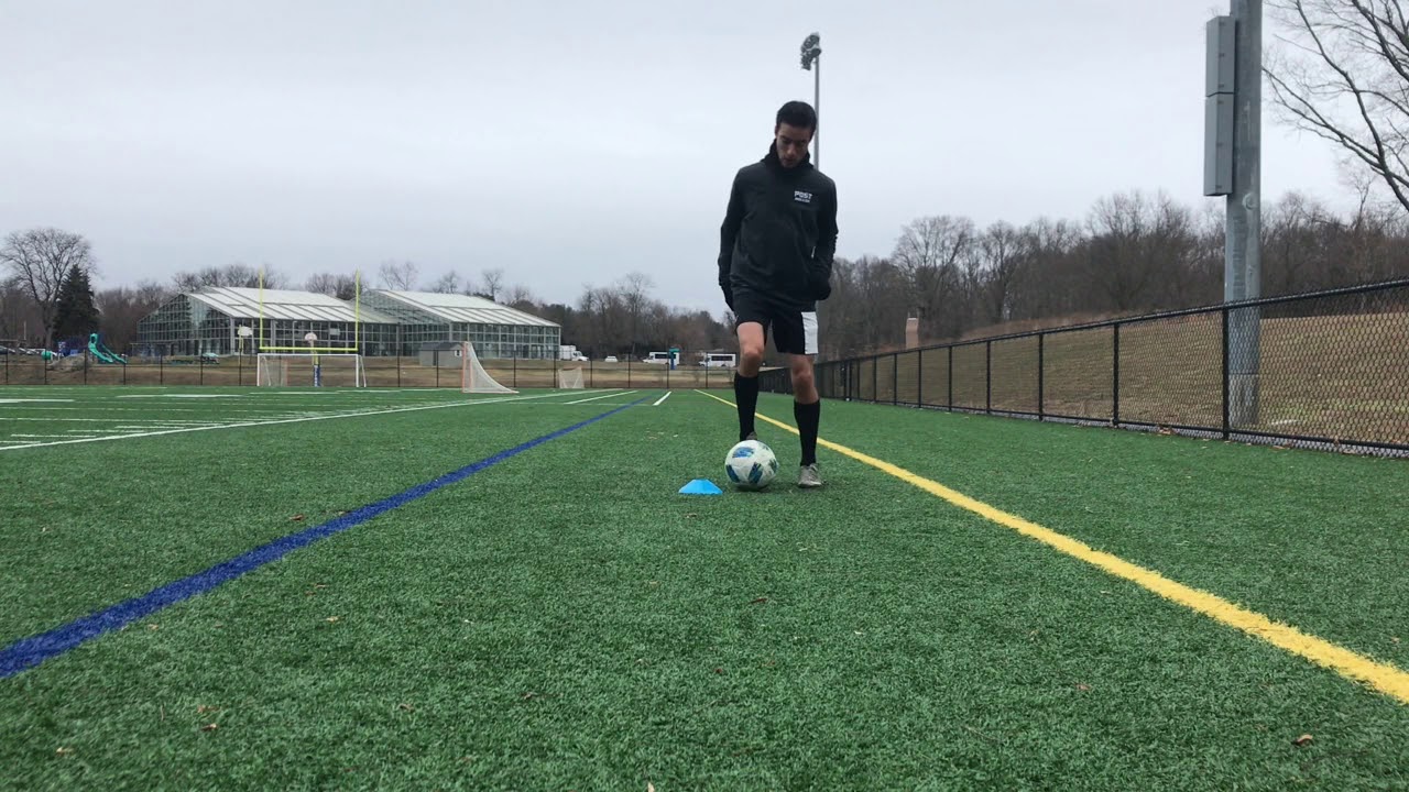 Single cone ball mastery soccer drill - YouTube
