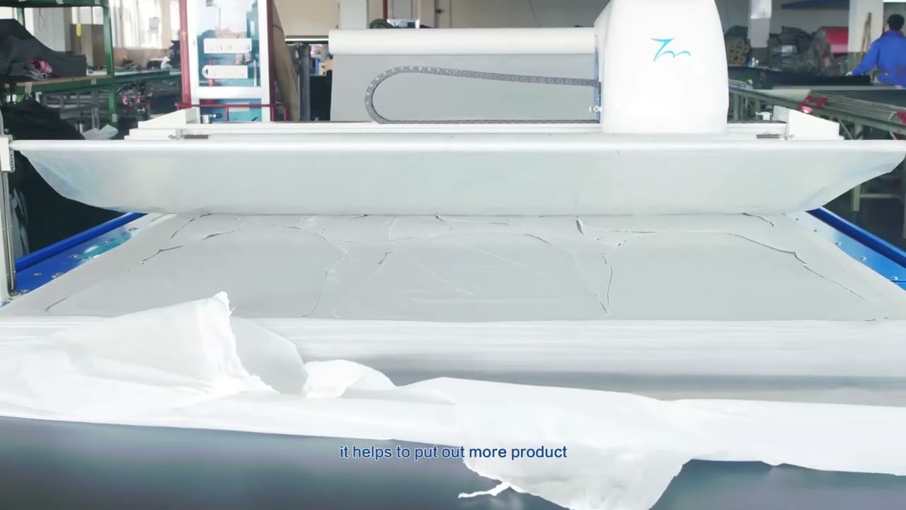 Chair industry PU/PVC fabric cutting machine - YouTube