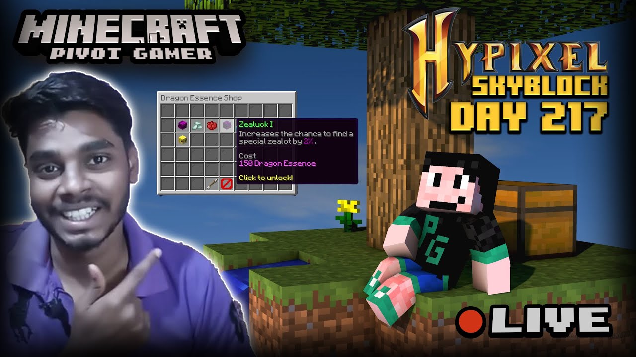🔴Maxing Zealuck 15M worth Dragon Essence | Minecraft Hypixel Skyblock Day 217 | HINDI | LIVE ...