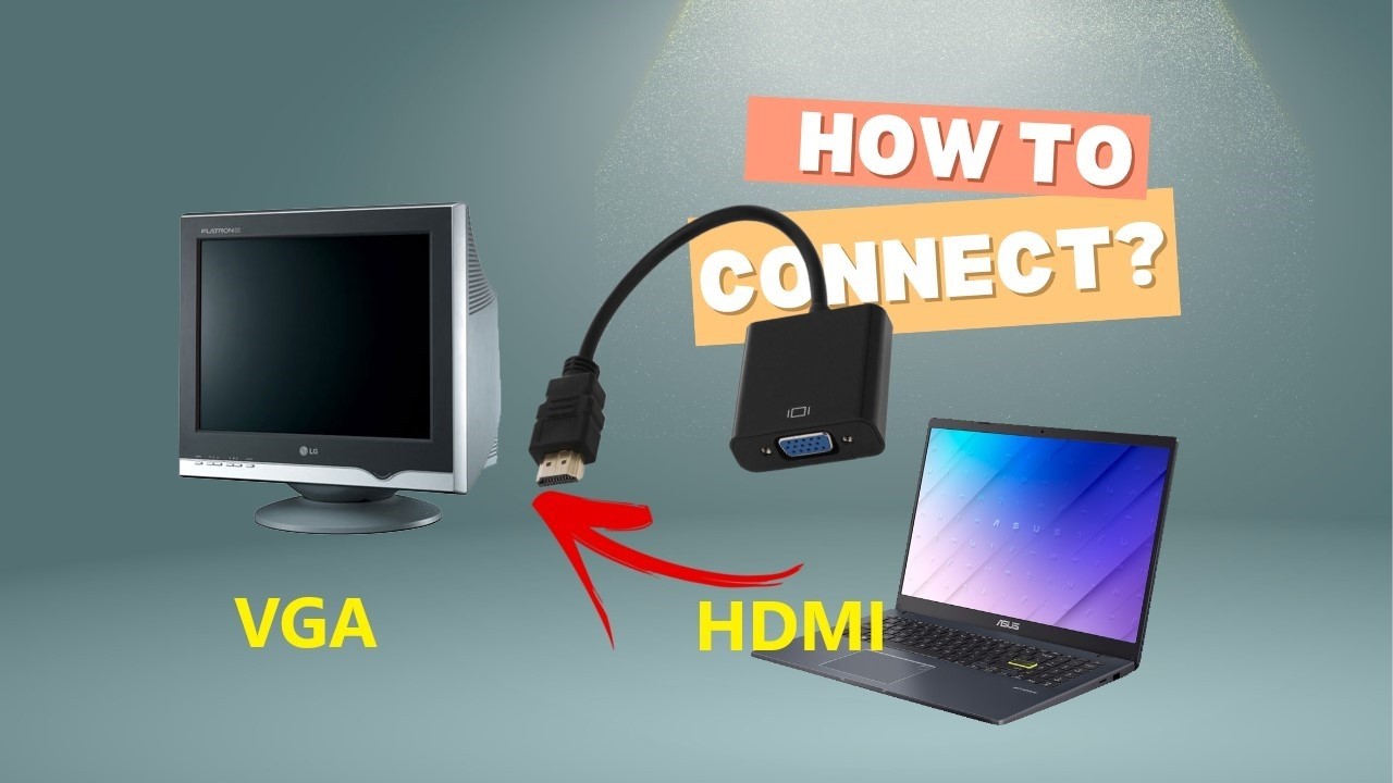 How to Connect HDMI Laptop to VGA Monitor or Projector: HDMI to VGA ...