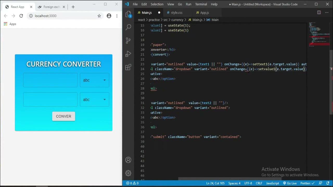 Currency Converter with React Js (material Ui, fixer.io API) - YouTube