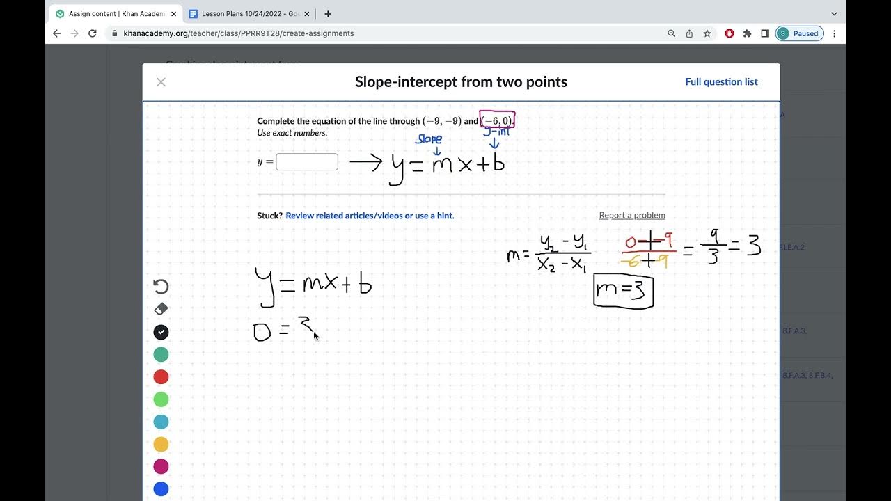 Slope Intercept from 2 points - YouTube