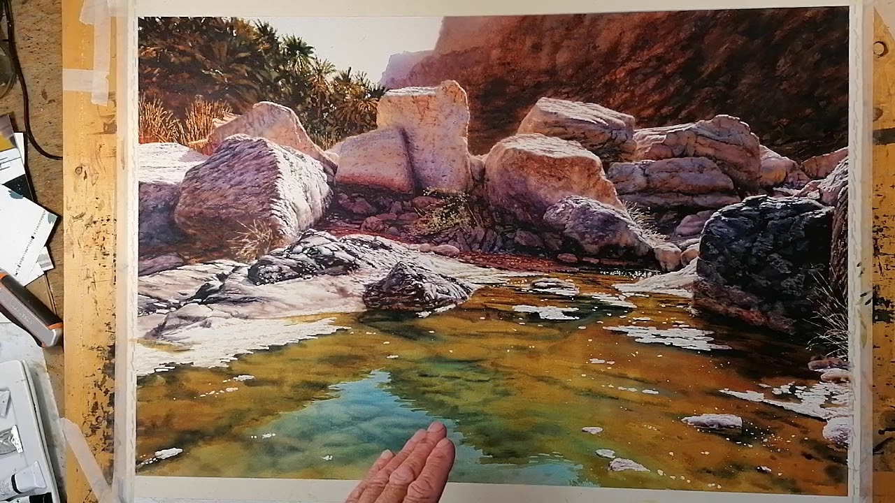 WATERCOLOUR ROCK POOL. VIDEO 9. Final step complete. D 20200615 190016 ...
