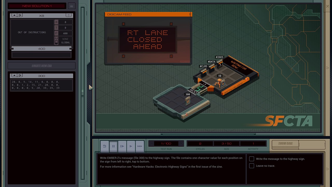 Let's Play EXAPUNKS by Zachtronics - Part 5 - SFCTA HIGHWAY SIGN #4902 ...