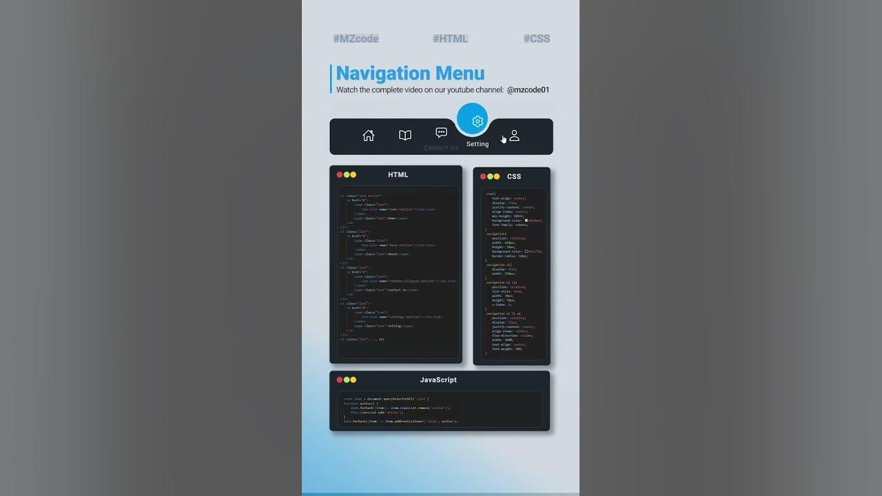 How To Create A Best Navigation Menu Bar Feedshorts Coding Webcoding Javascripttutorial