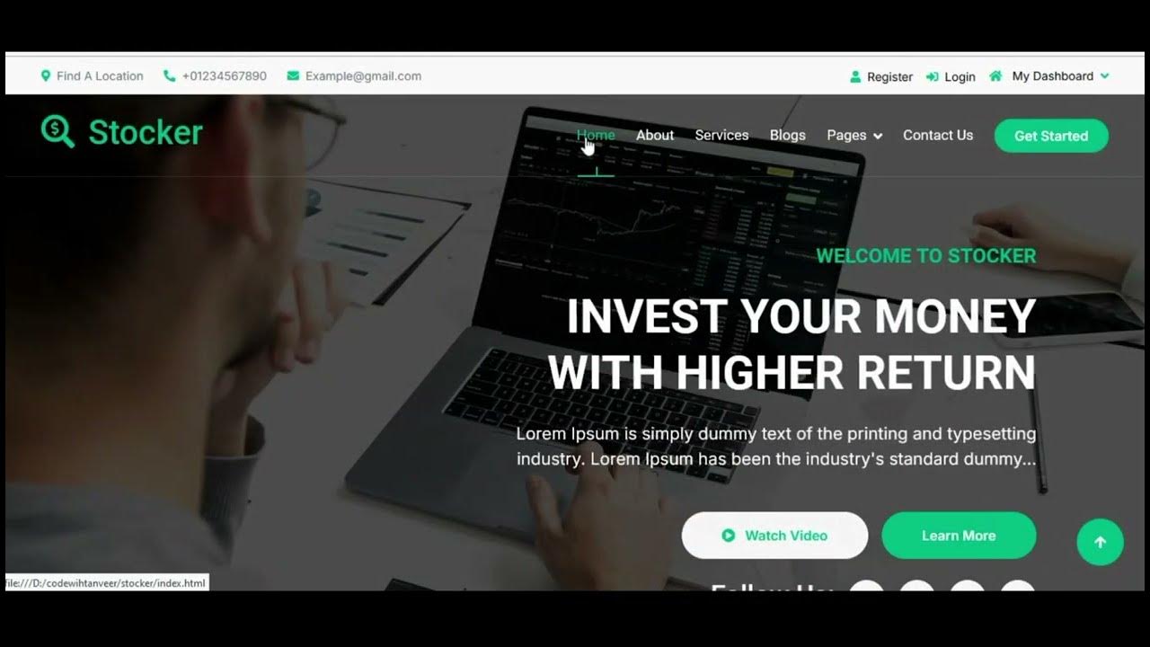 Stock Market website with HTML, CSS and JavaScript | stock market ...