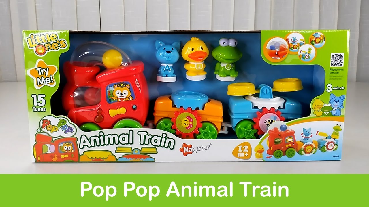 Interactive "Pop Pop Animal Train" Toys Open Box - YouTube