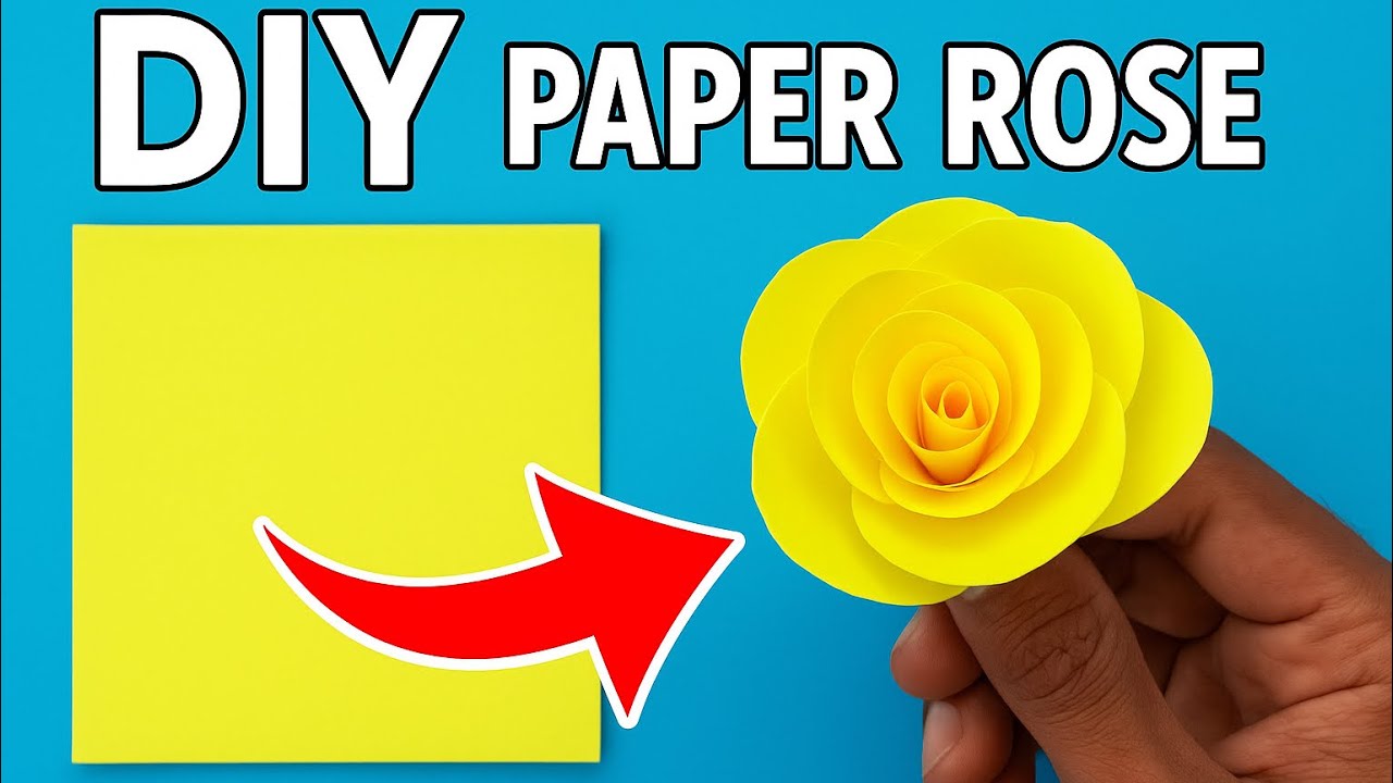 DIY Yellow Paper Rose 🌼 | Easy & Beautiful Paper Flower Tutorial - YouTube