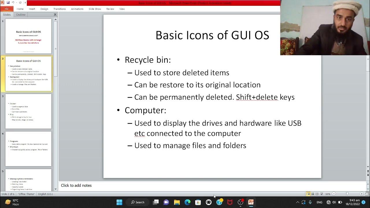 Basic icons of GUI OS Computer Science Class 9th Unit 2 - YouTube