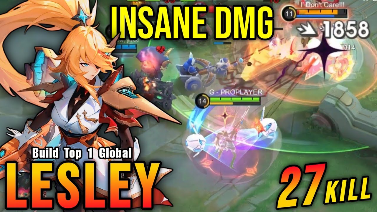 27 Kills!! Insane DMG Lesley Monster Gold Laner!! - Build Top 1 Global Lesley ~ MLBB - YouTube