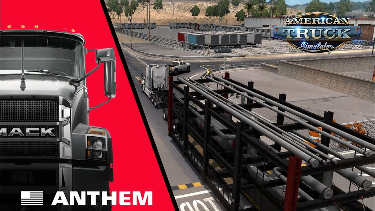 American Truck Simulator MACK Anthem : 60 ton Oversize load with escort | ATS - YouTube