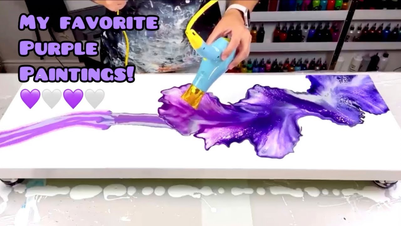 # 590 - 💜My BEST Purple Paintings! Acrylic Pour Painting Compilation ...