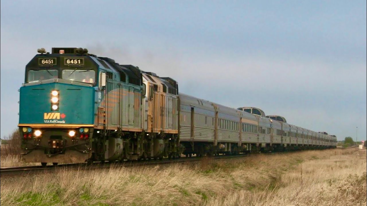 FAST CANADIAN!!! VIA 6451 Leads VIA 1 (The Canadian) West Near Ryley AB ...