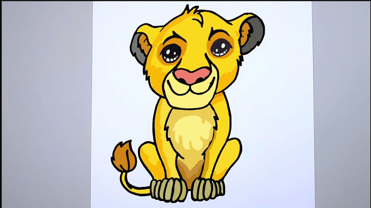 cara menggambar simba lion king - YouTube