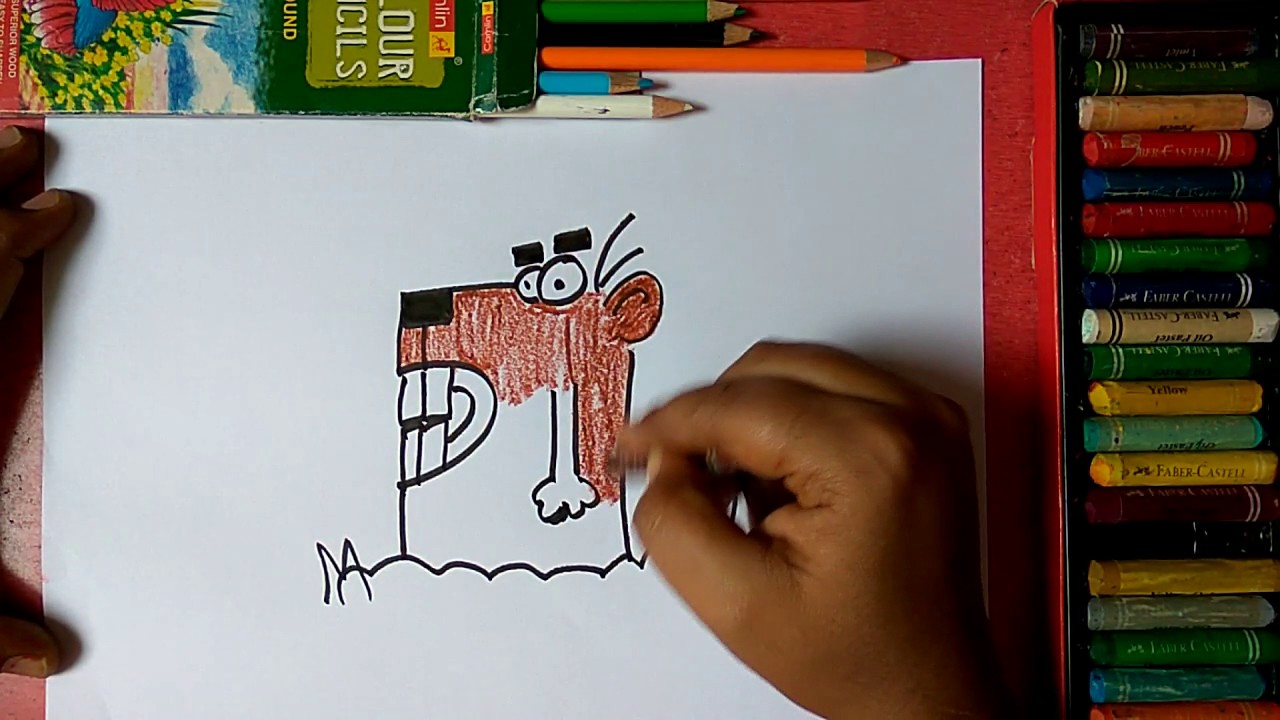 How to draw cartoon dog from number "5" step by step very easily for ...
