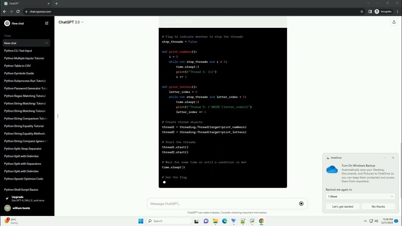 python thread start stop - YouTube