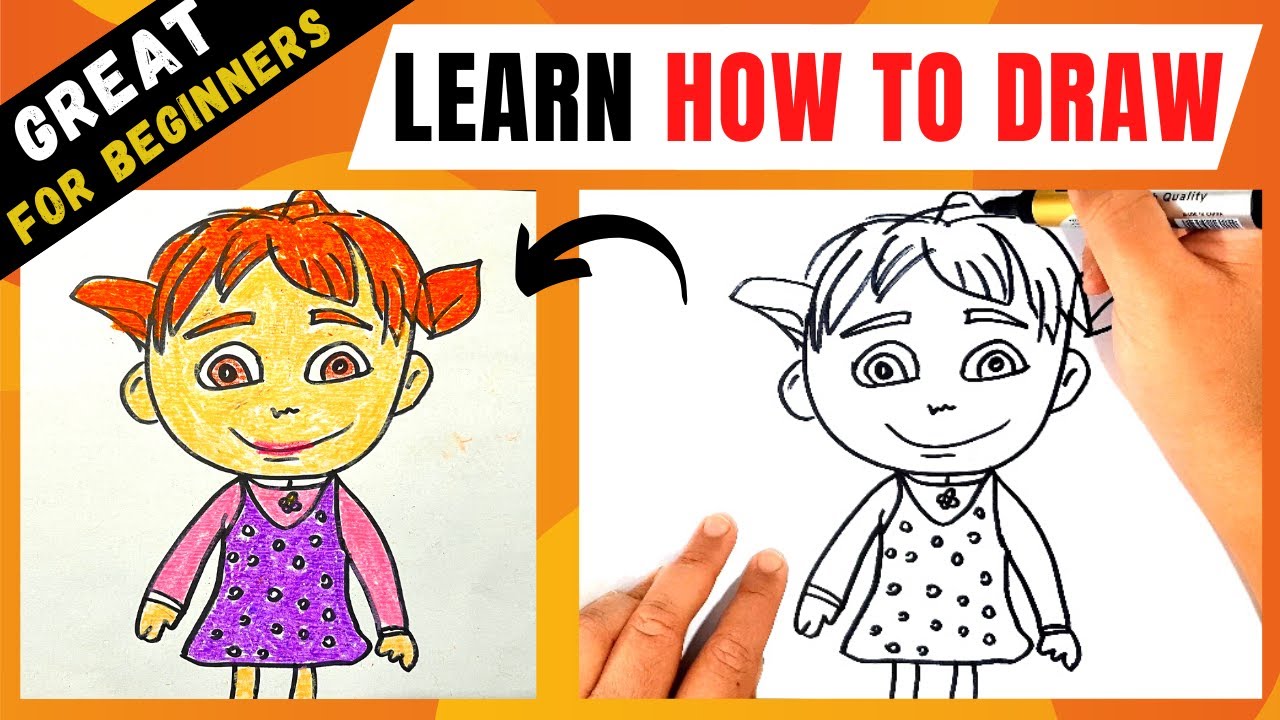 How To Draw A Girl | Little Girl Cartoon Drawing - YouTube