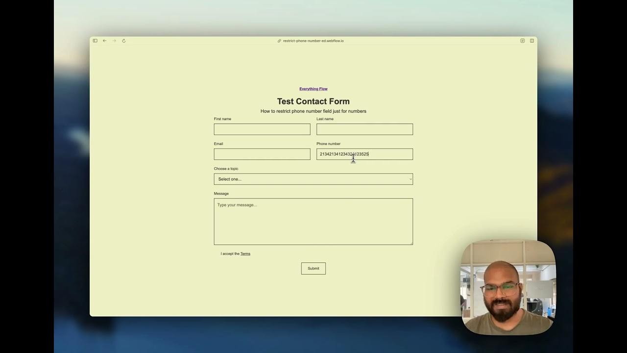 How to restrict number on phone input field (tel) | Webflow - YouTube