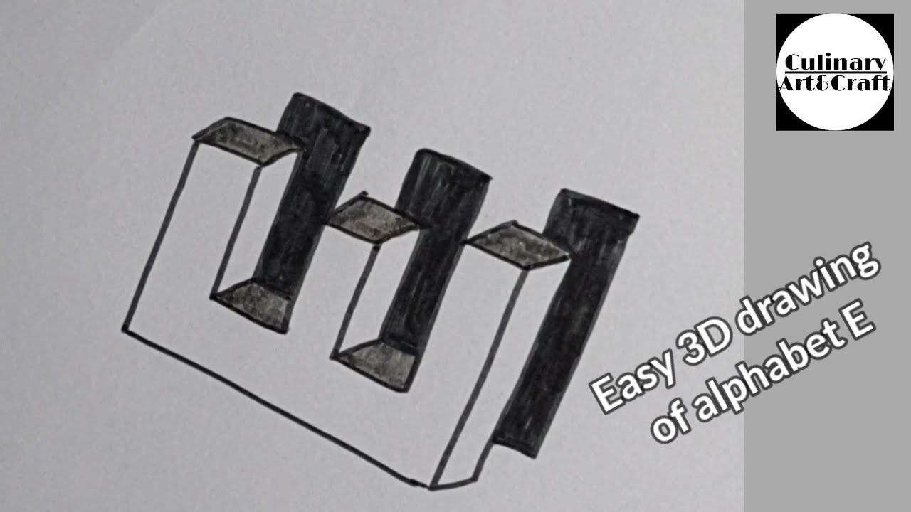 How to draw Alphabet E in 3D | Easy 3D Drawing of alphabet E ...